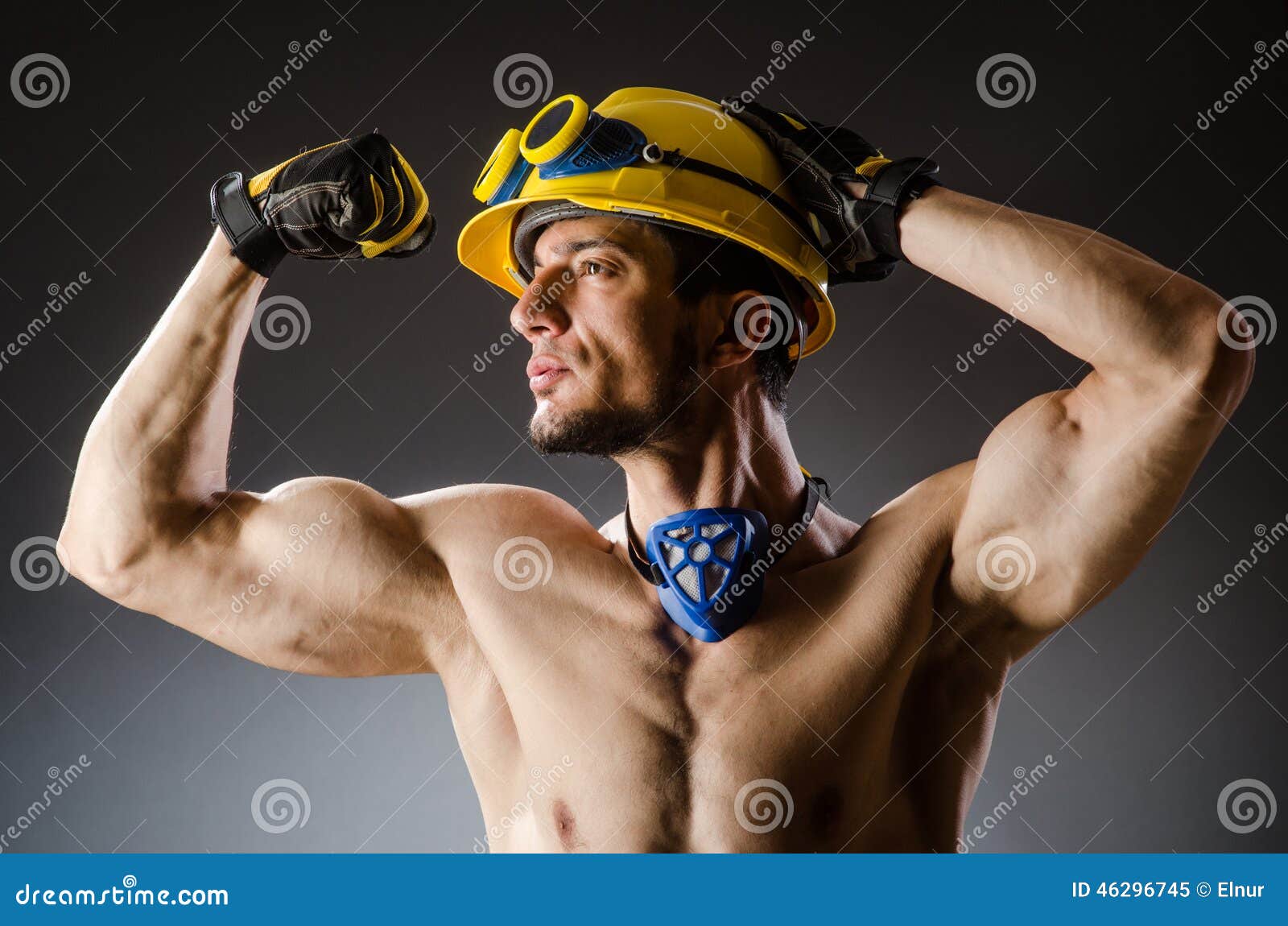 Ripped Muscular Builder Man Stock Image - Image of industry, engineer ...