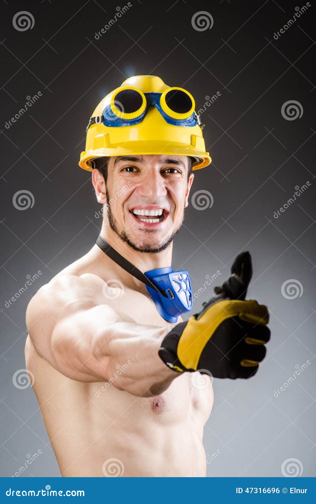 Ripped Muscular Builder Man Stock Photo - Image of hats, construction ...