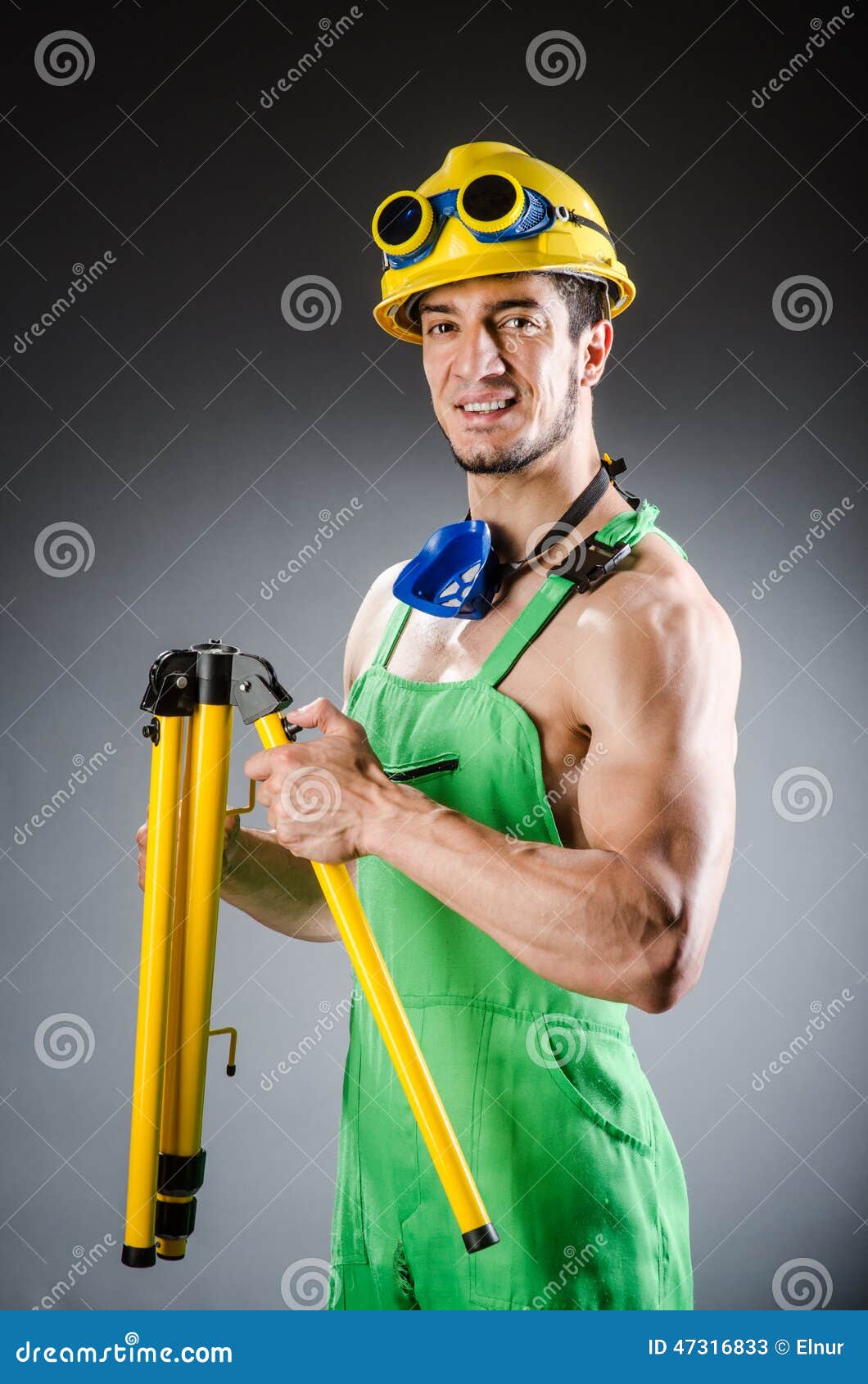 Ripped Muscular Builder Man Stock Image - Image of businessman, helmet ...