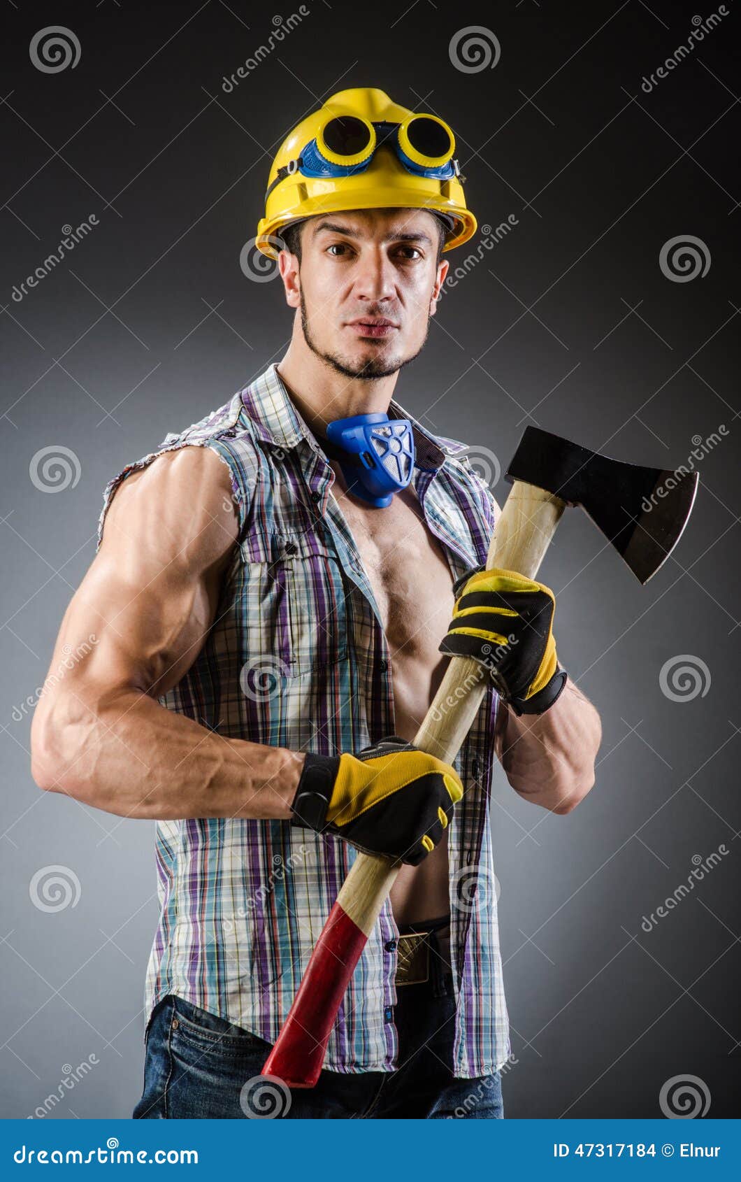 Ripped Muscular Builder Man Stock Photo - Image of foreman, blade: 47317184