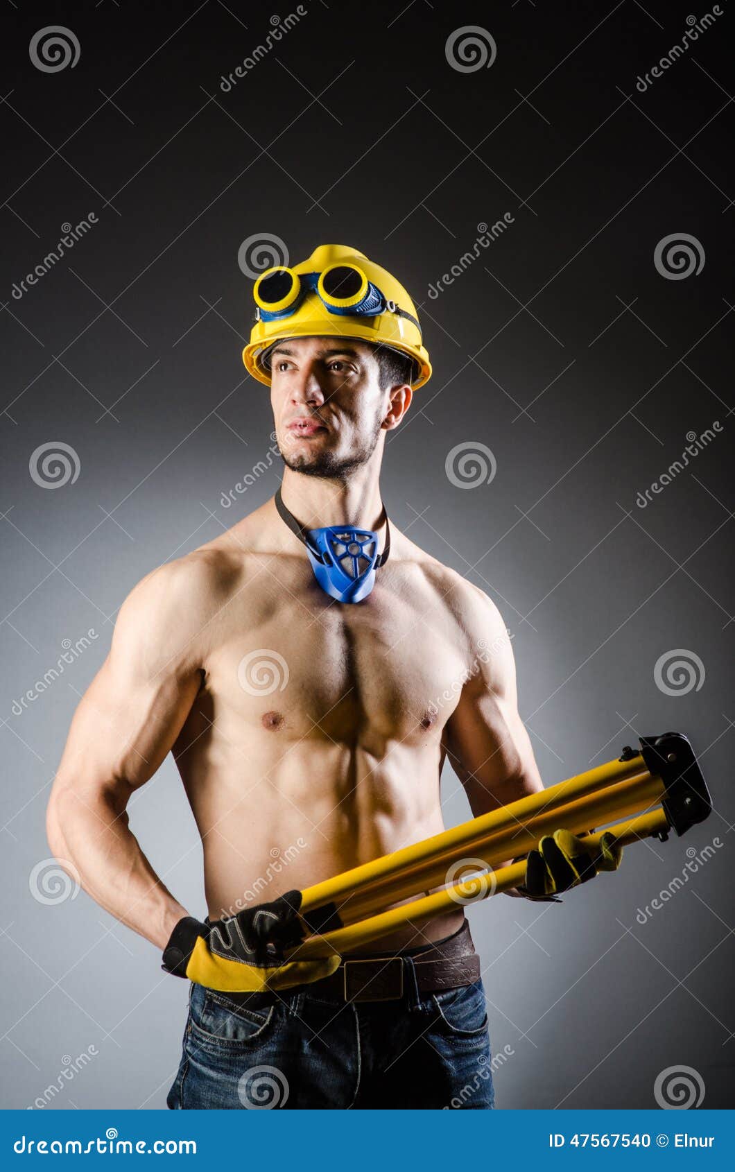 Ripped Muscular Builder Man Stock Photo - Image of laborer, career ...