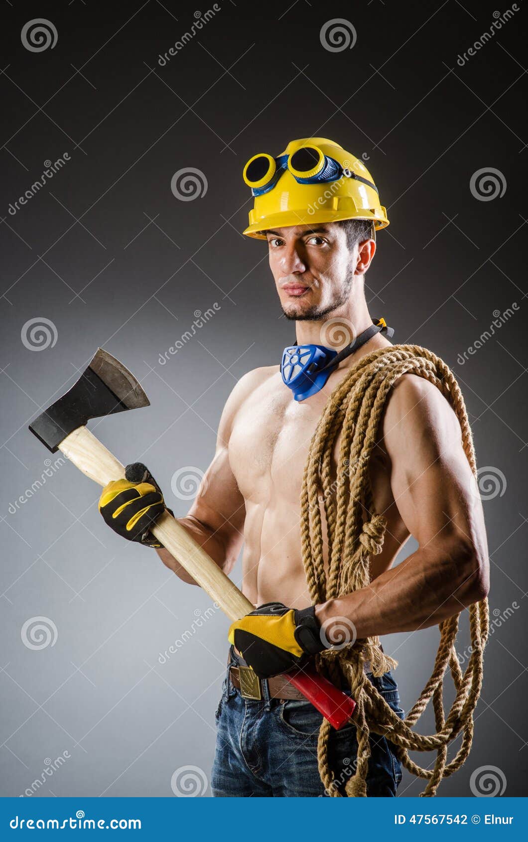 Ripped Muscular Builder Man Stock Photo - Image of building, repairman ...