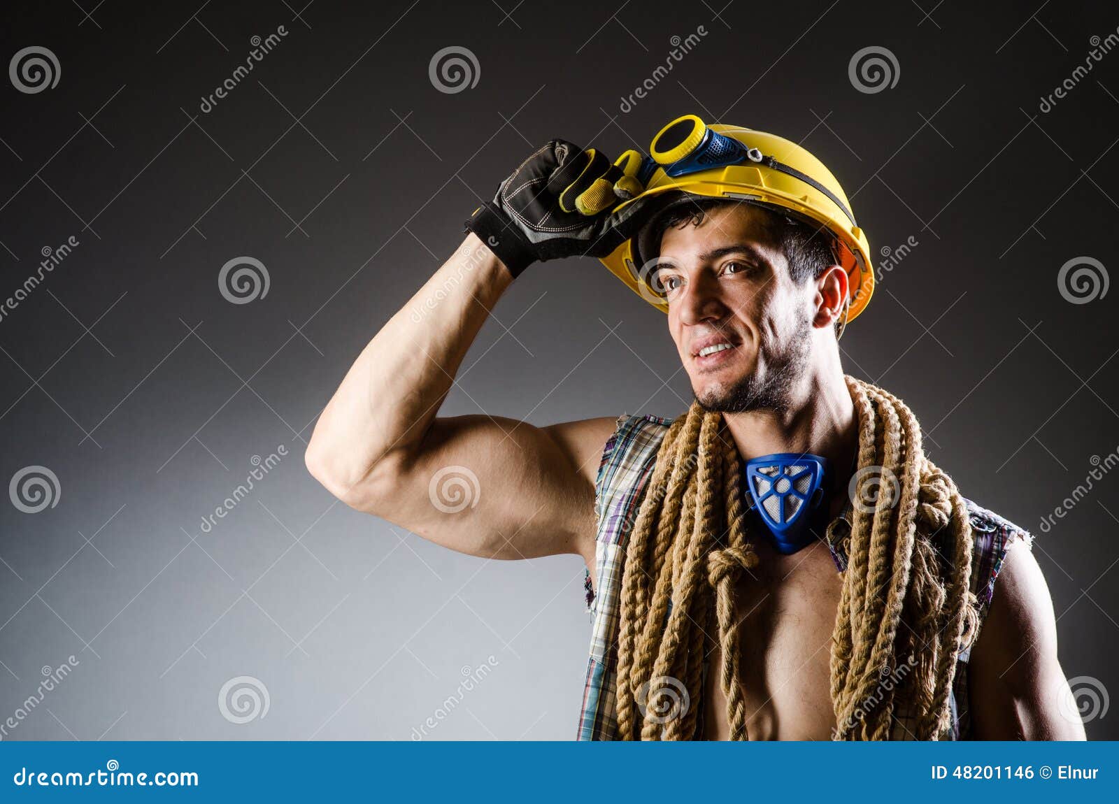 Ripped Muscular Builder Man Stock Photo - Image of handyman, muscles ...