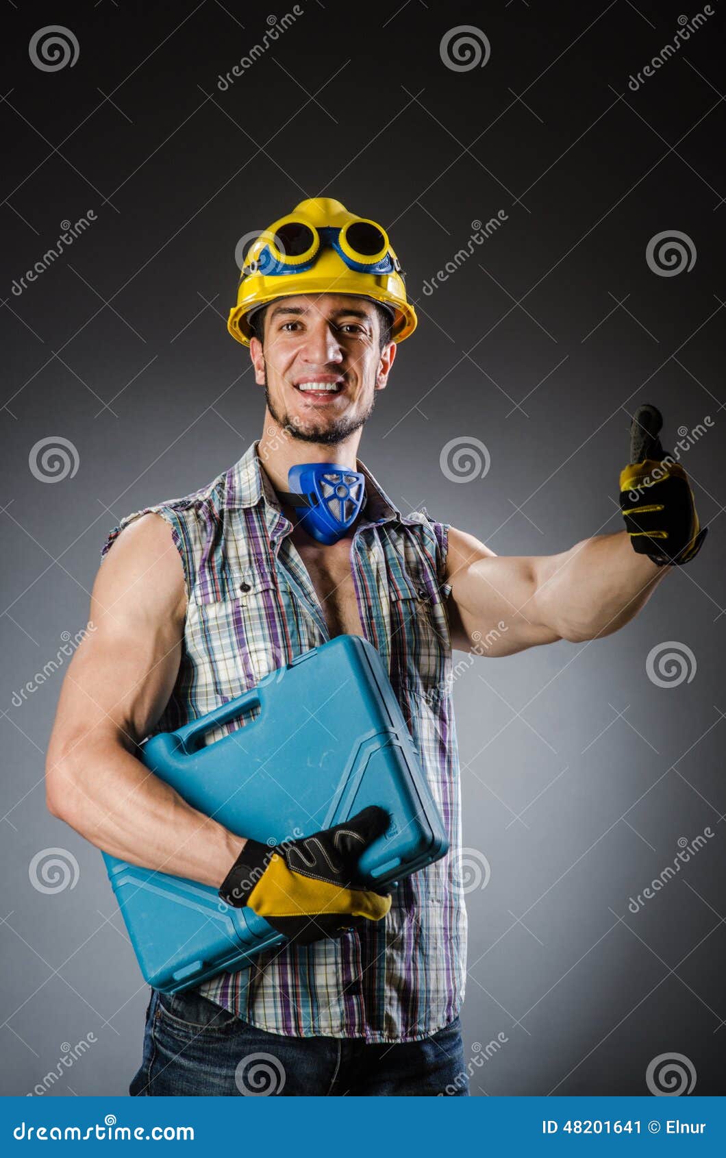 Ripped Muscular Builder Man Stock Image - Image of hardhat, career ...