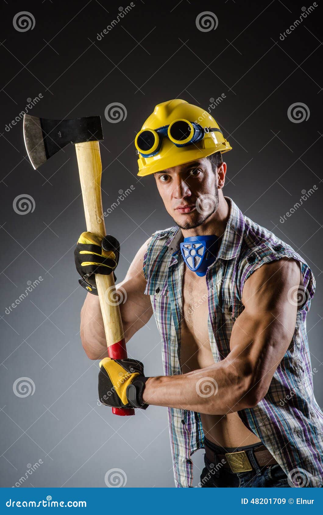 Ripped Muscular Builder Man Stock Image - Image of naked, lumberjack ...