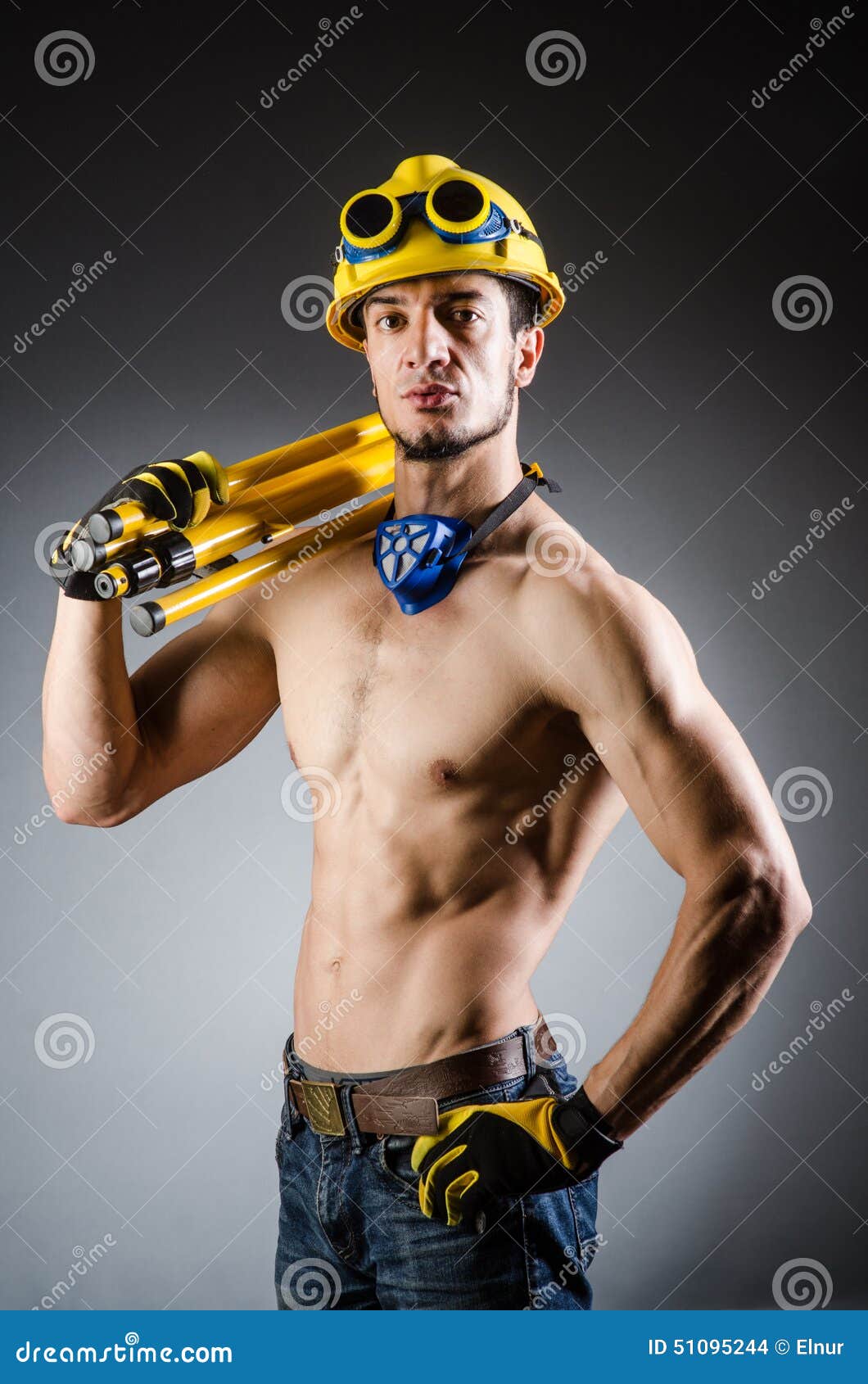 Ripped Muscular Builder Man Stock Photo - Image of naked, occupation ...