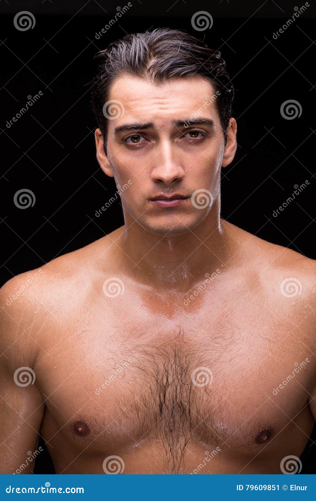 The Ripped Muscular Handsome Man on Black Background Stock Image ...
