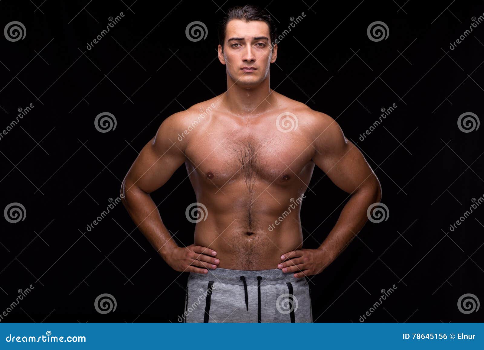 The Ripped Muscular Man on Black Background Stock Photo - Image of ...