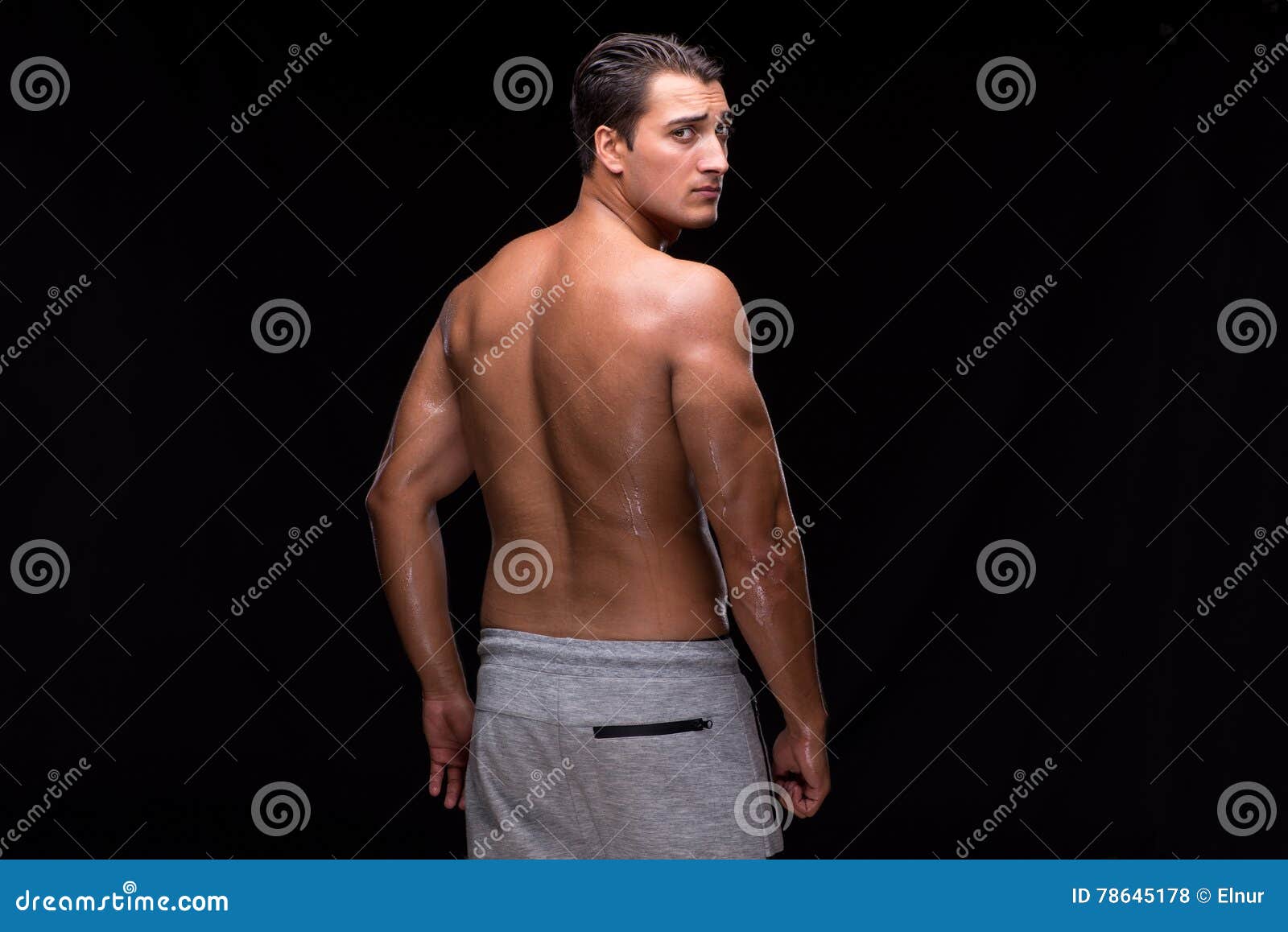 The Ripped Muscular Man on Black Background Stock Photo - Image of ...