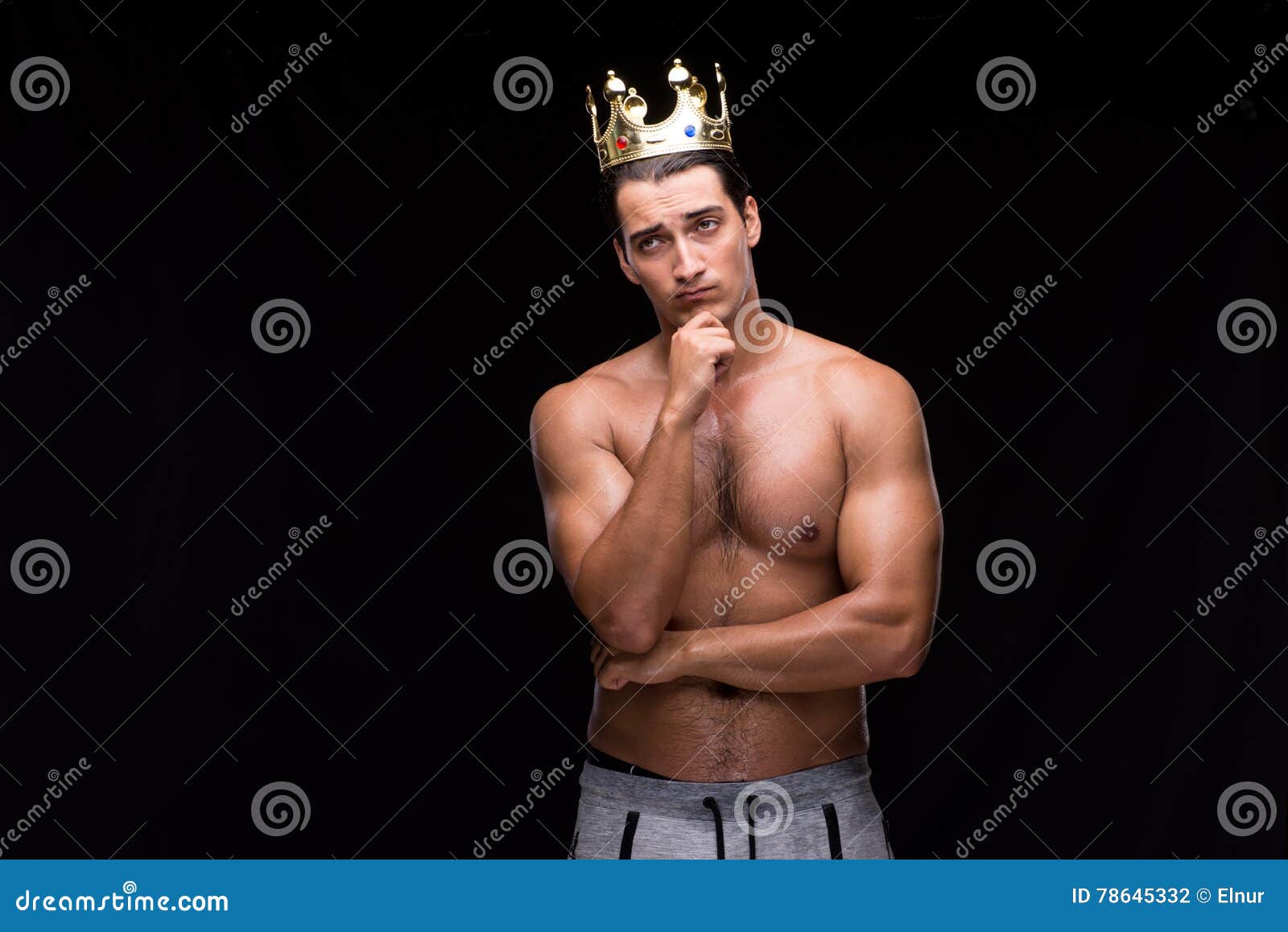 The Ripped Muscular Man with King Crown Stock Photo - Image of male ...