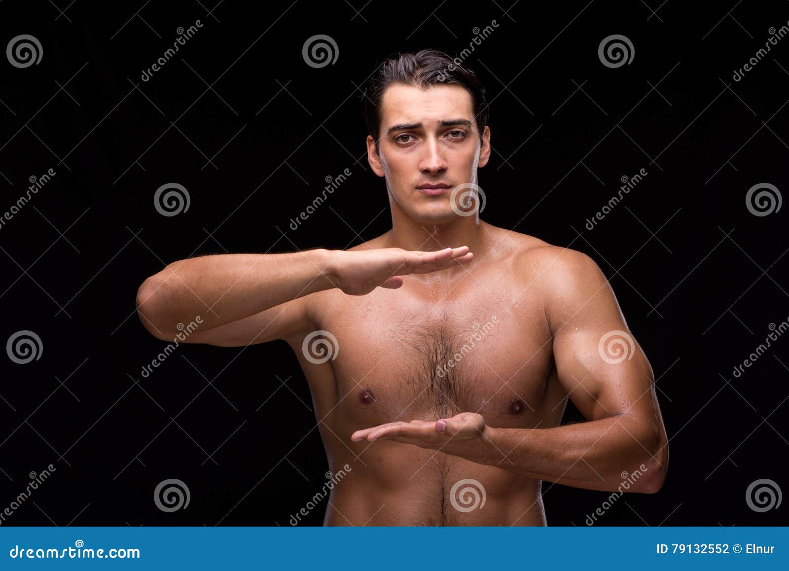 The Ripped Muscular Man Pressing Virtual Buttons Stock Photo - Image of ...