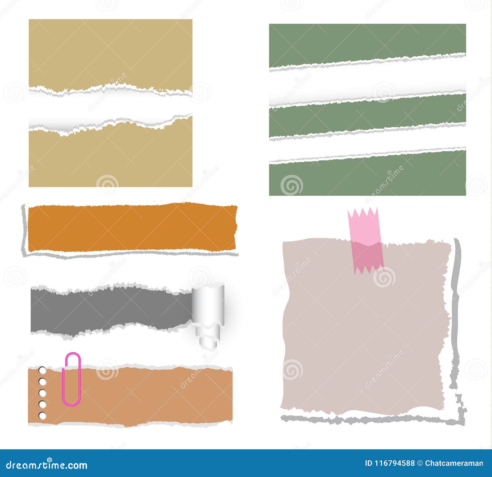 Ripped Note Paper Piece, Instant Films And Adhesive, Sticky Tape Are ...