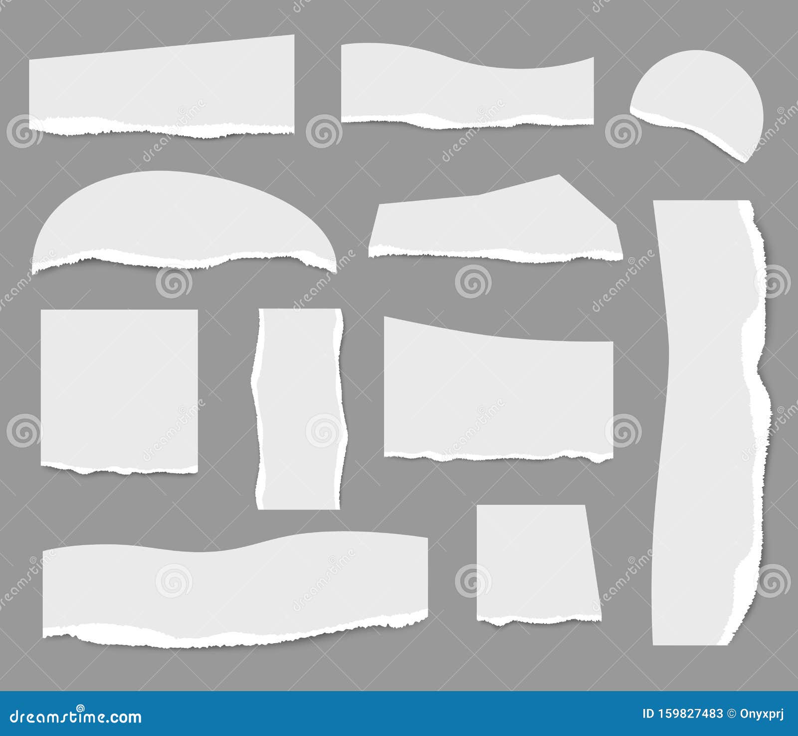 Ripped Notes. Cut Strip White Papers Collection Torned Notes Vector ...