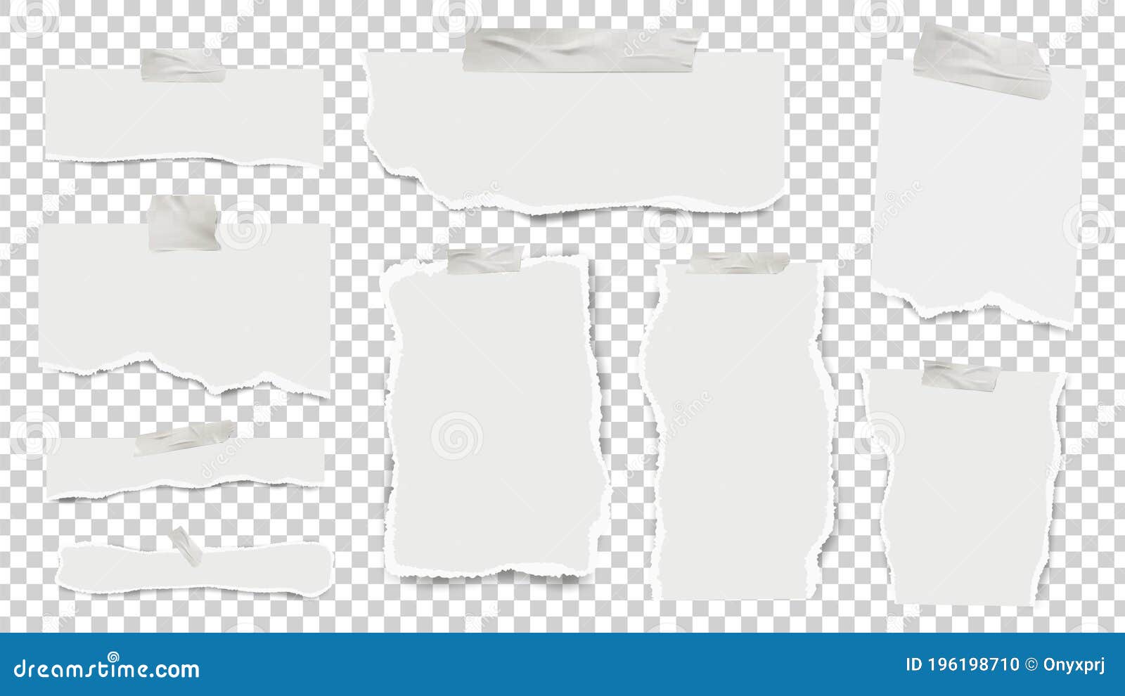 Ripped Notes. Cut Strip White Papers Collection Torned Notes Vector ...