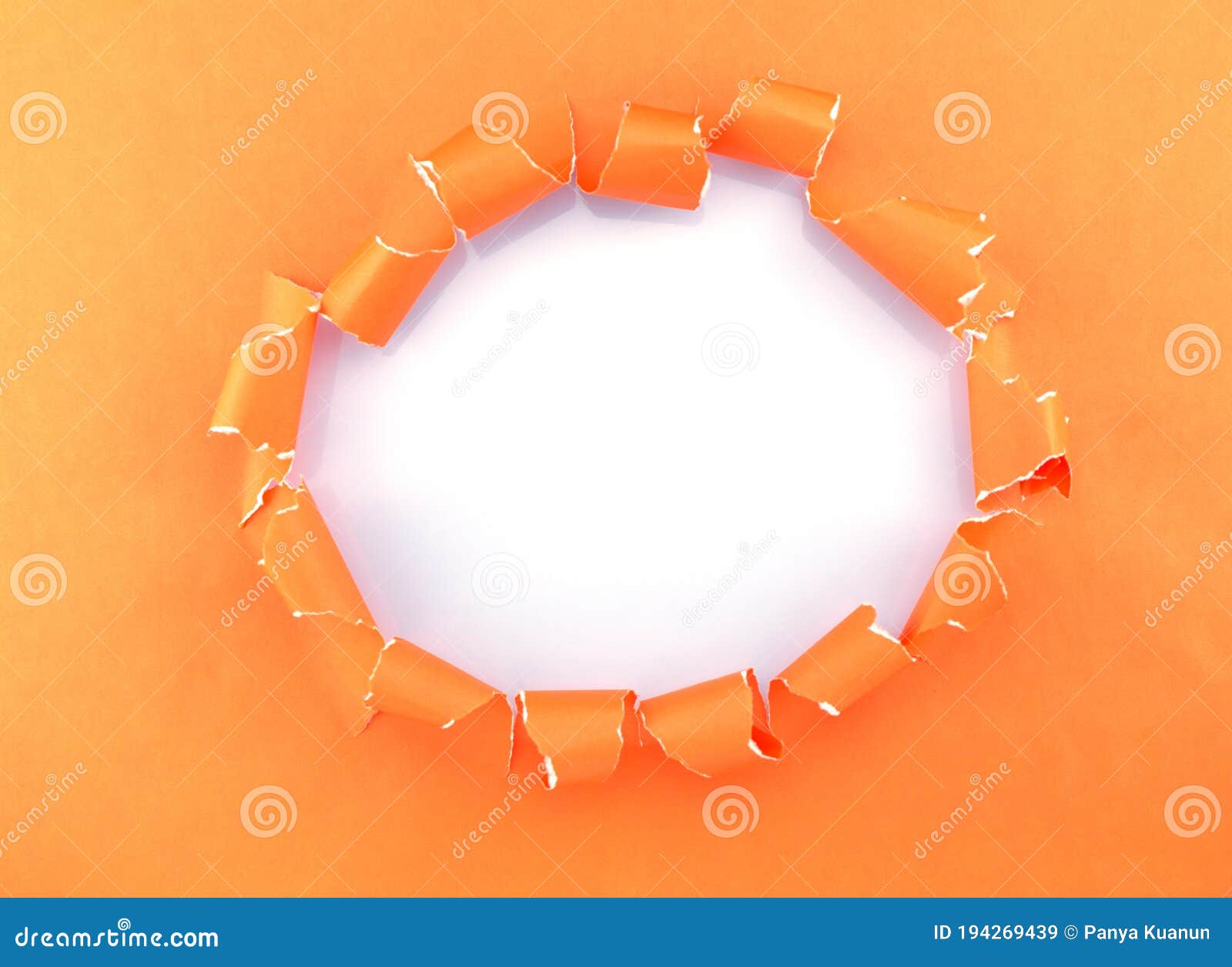 Ripped Open Orange Paper Background,space for Your Message on White ...