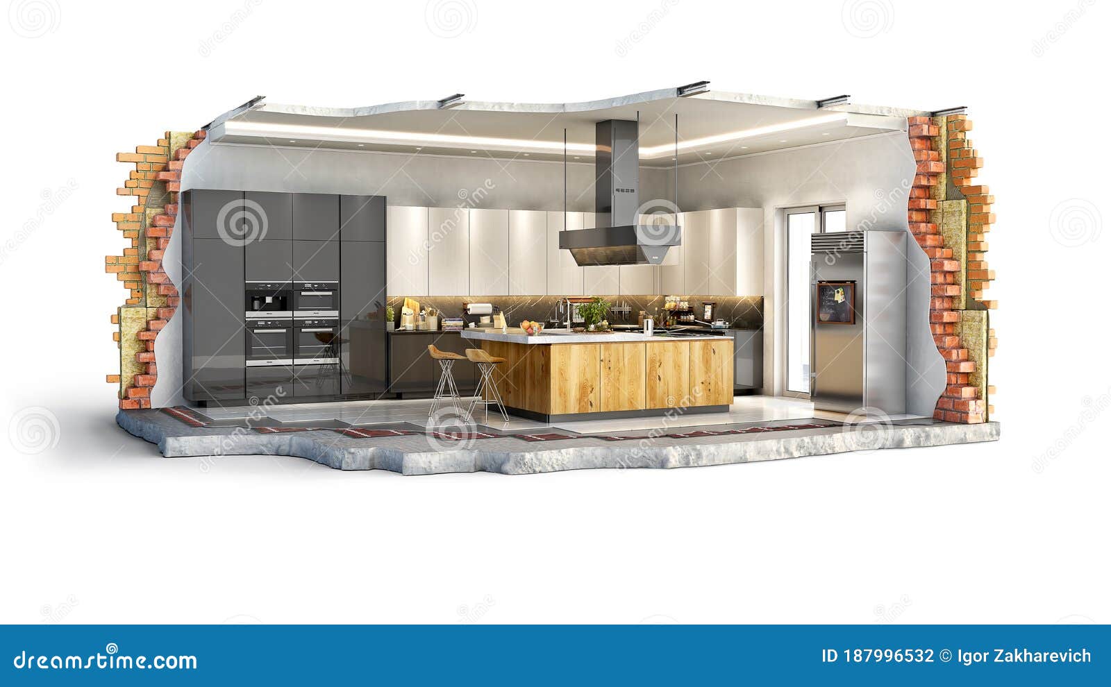 Ripped Out from Interior Part of Kitchen Stock Illustration ...