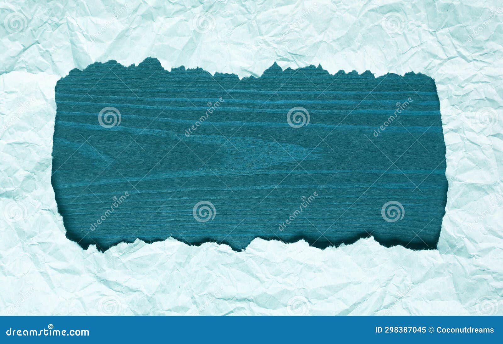 Ripped Pale Blue Colored Paper Frame with Deep Teal Colored Copy Space ...