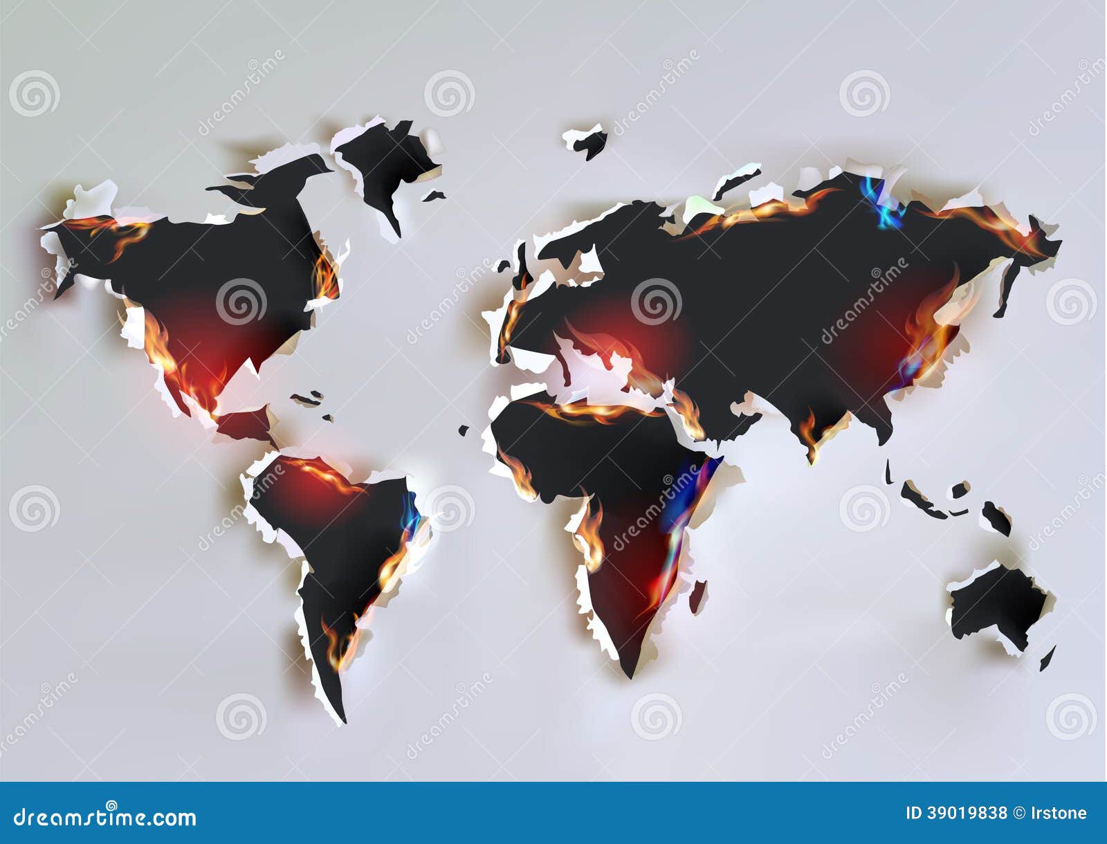 Ripped Paper Collection, Map in Flames Stock Vector - Illustration of ...