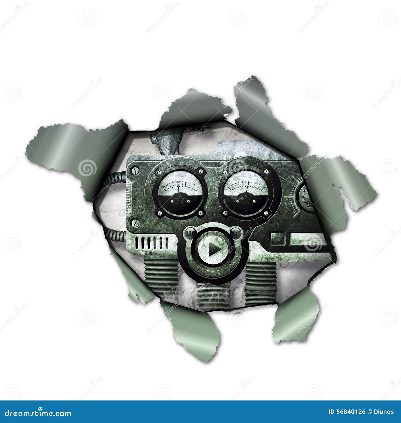 Cyborg With Ripped Flesh Revealing A Robot Under Human Skin, A Curious ...