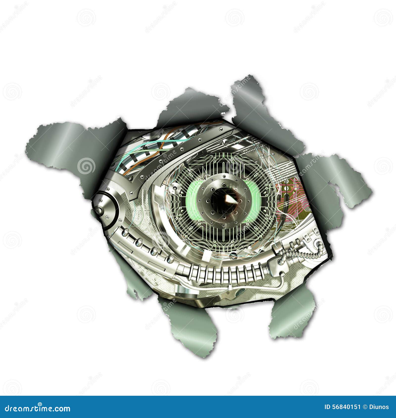 Cyborg With Ripped Flesh Revealing A Robot Under Human Skin, A Curious ...