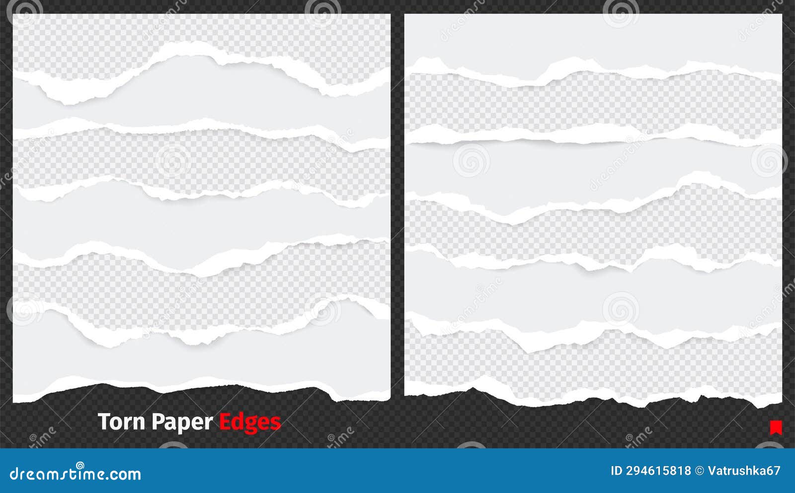 Ripped Paper Edges. Damaged Scrap Tattered Paper, Torn Sheet Borders ...