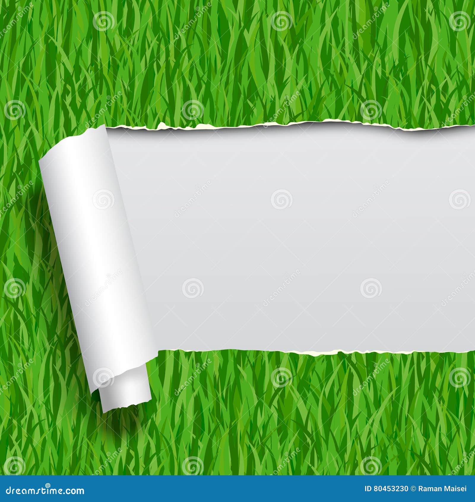 Ripped Paper with Green Grass Seamless Pattern Background Stock Vector ...