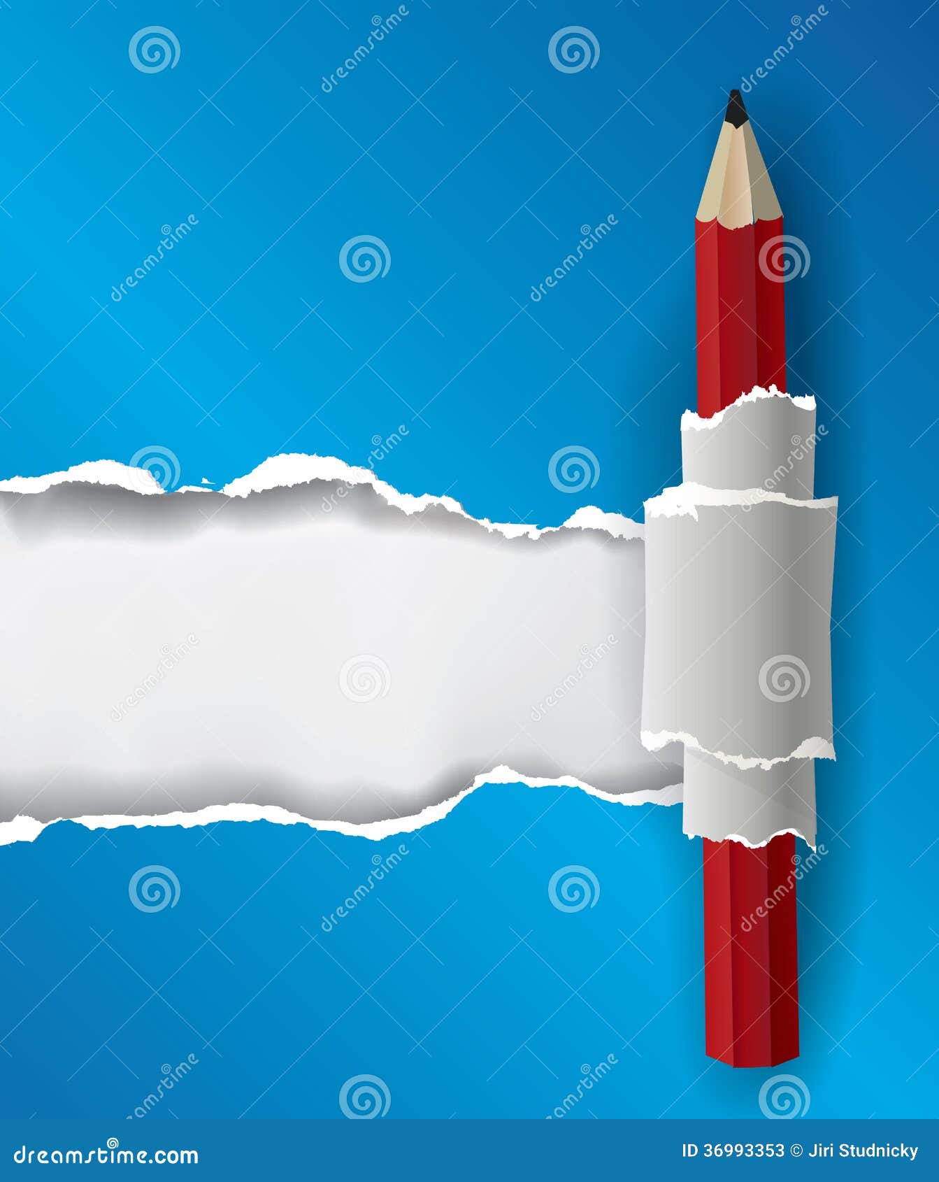 Ripped paper pencil stock illustration. Illustration of blue - 36993353