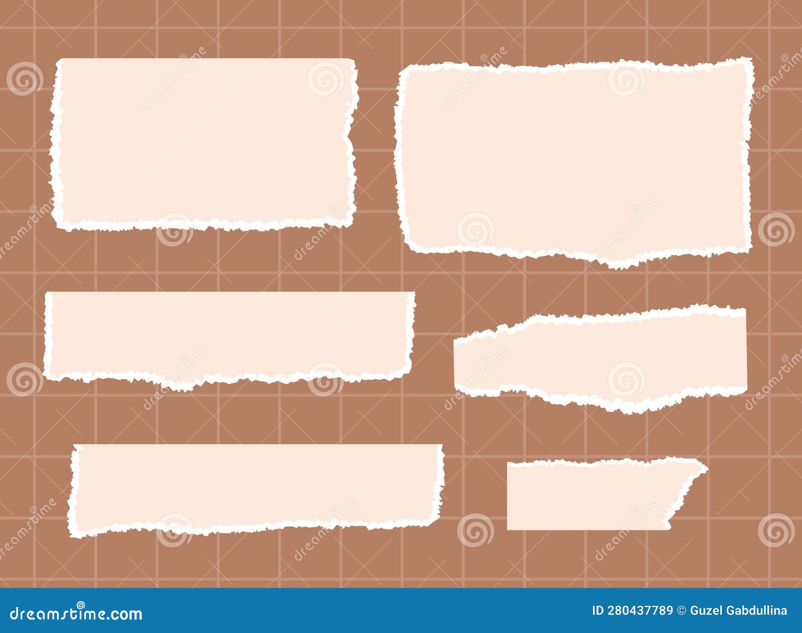 Ripped Paper Pieces for Note, Scrapbooking. Vector Illustrations Mockup ...