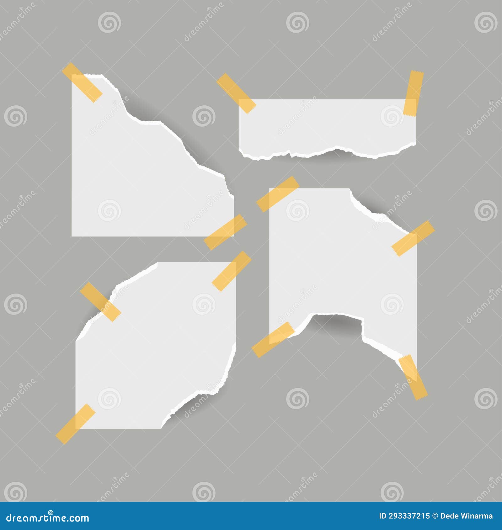 Ripped Paper Sheet with Paper Tape Vector Illustration Stock Vector ...
