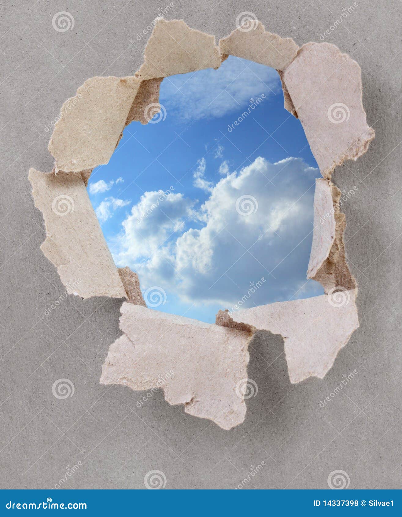 Ripped paper and sky stock illustration. Illustration of separation ...