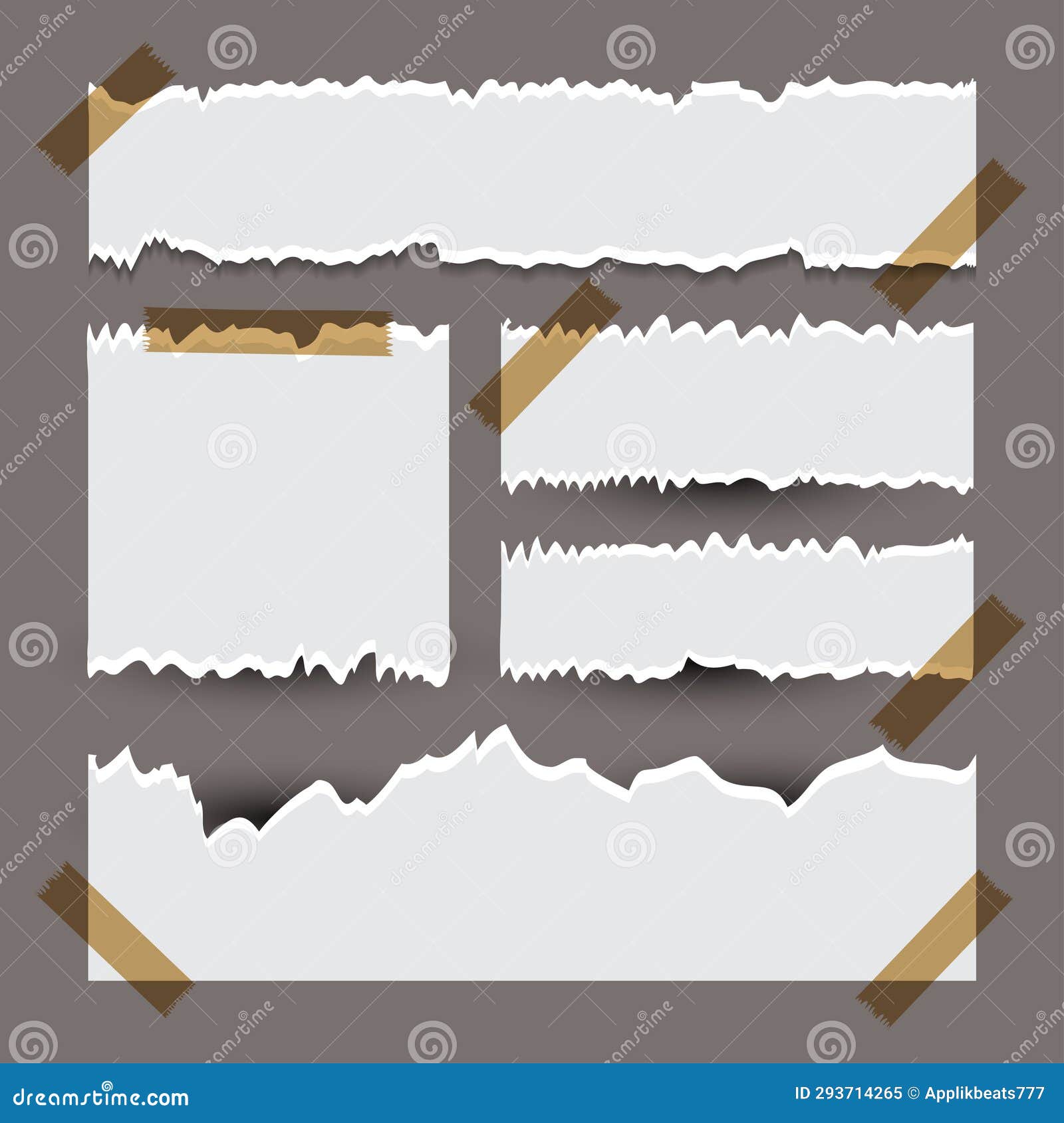 Ripped Paper Taped on Flat Background Stock Vector - Illustration of ...