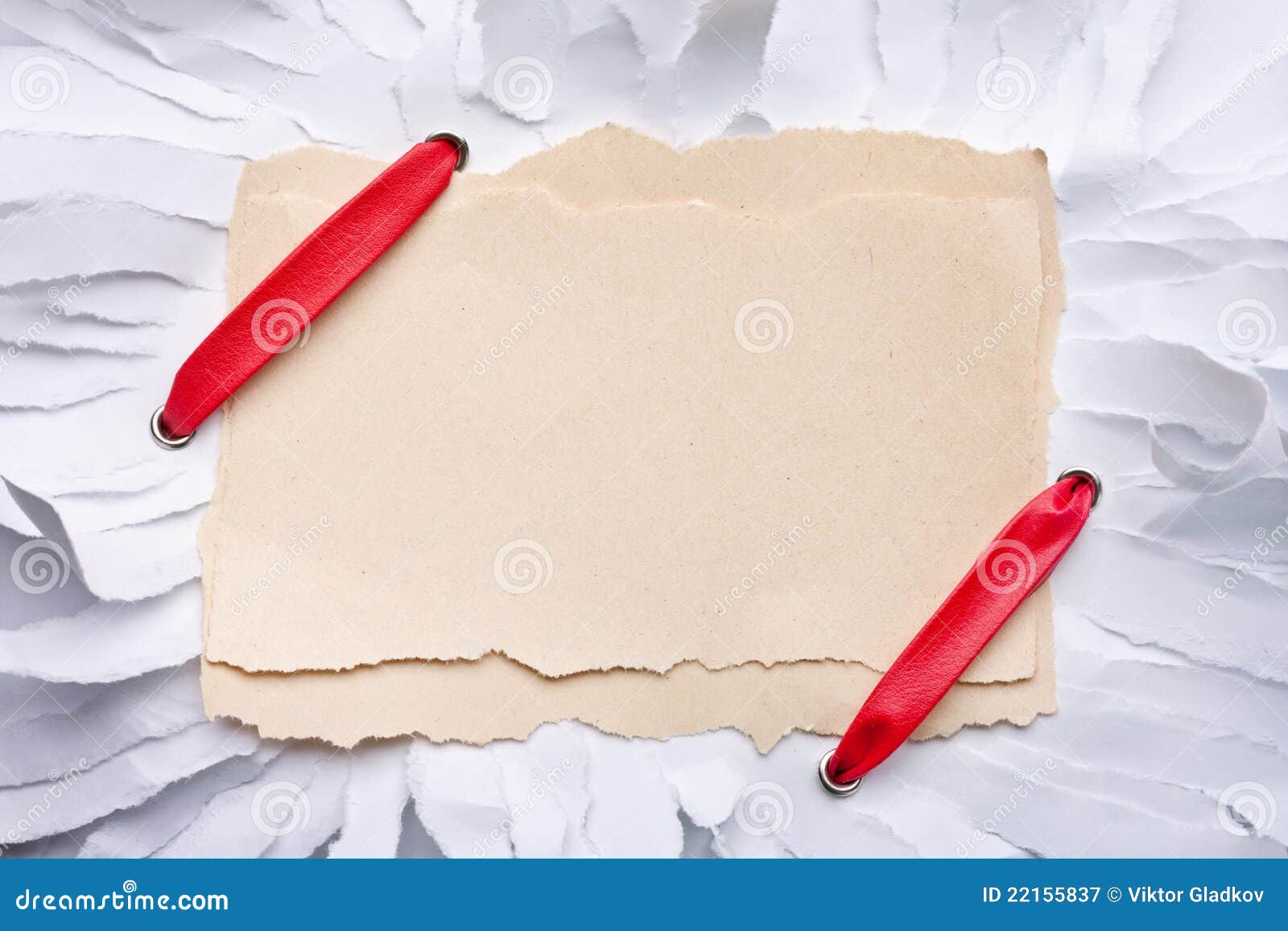 Ripped Piece of Paper with Red Ribbon. Stock Image - Image of card ...