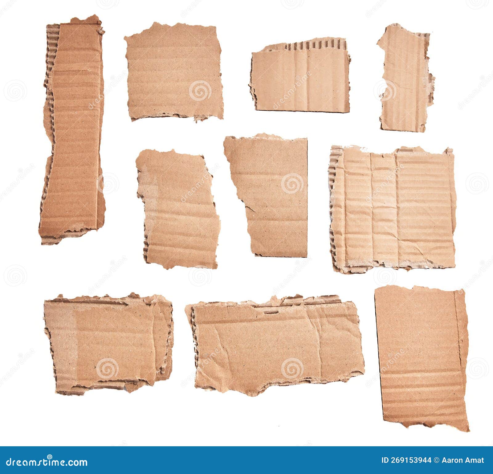 Ripped Pieces of Cardboard Material Over Isolated White Background ...