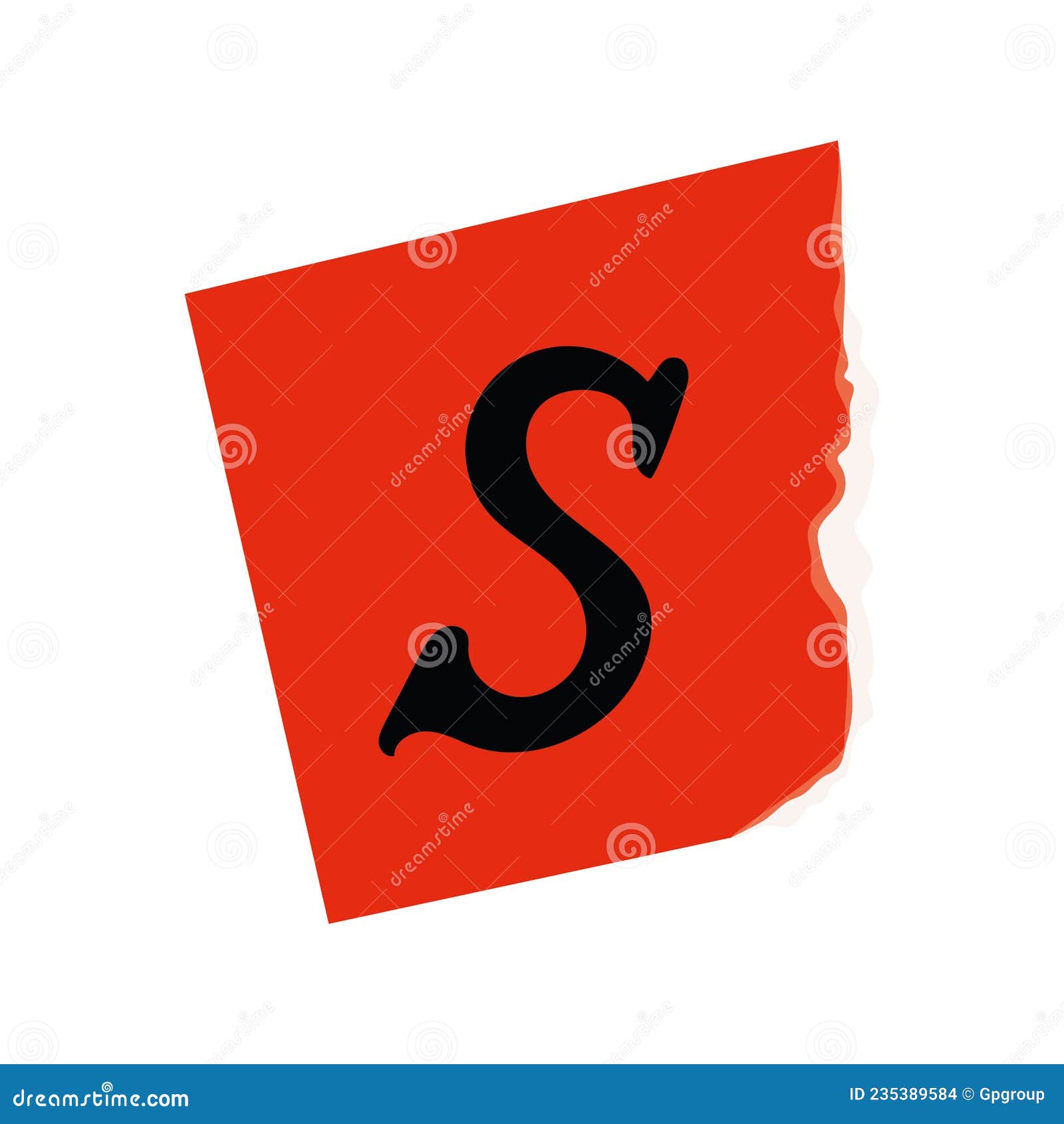 Ransom note with letter S stock vector. Illustration of strip - 235389584