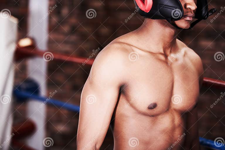 Ripped and Ready. Cropped Image of a Muscular Boxer Standing in the ...