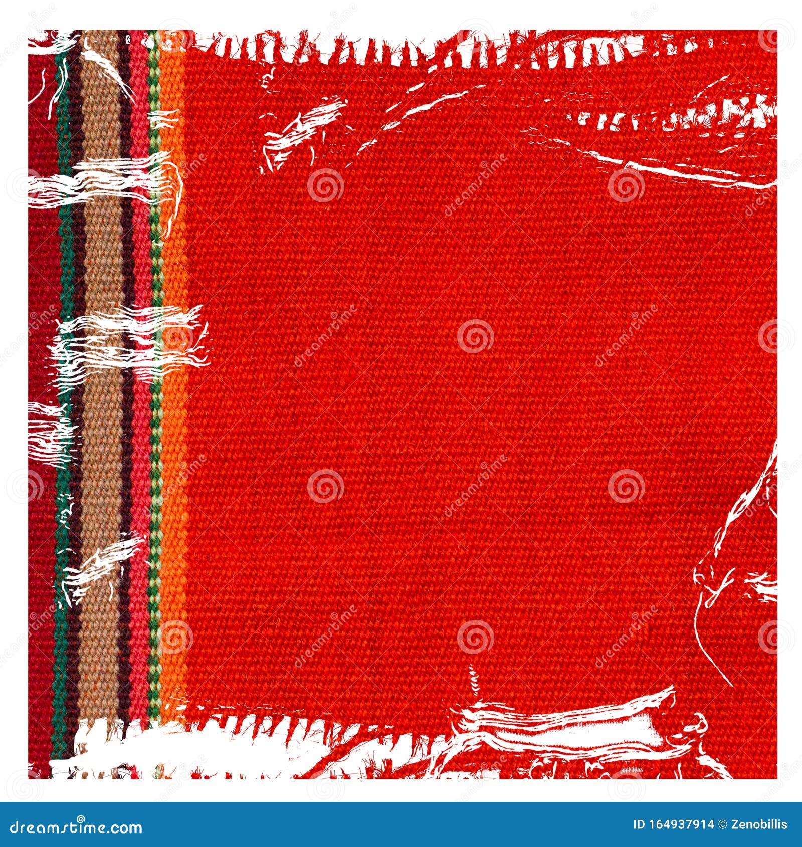 Ripped Red Pattern Wool Fabric Isolated on White Background. Stock ...