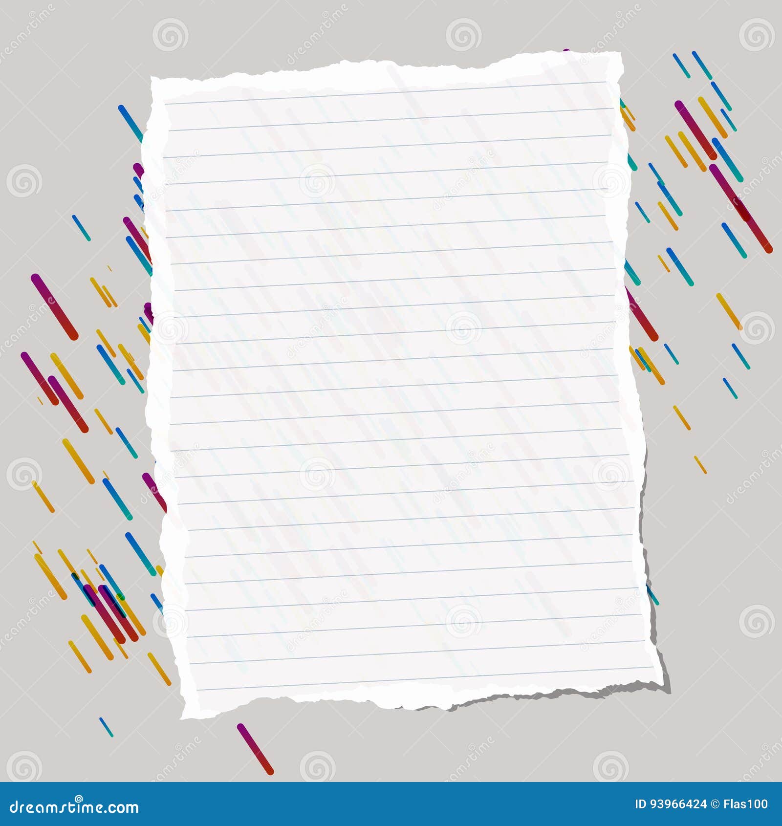 Ripped Ruled Note, Notebook, Copybook Paper Sheet Stuck On Lined ...