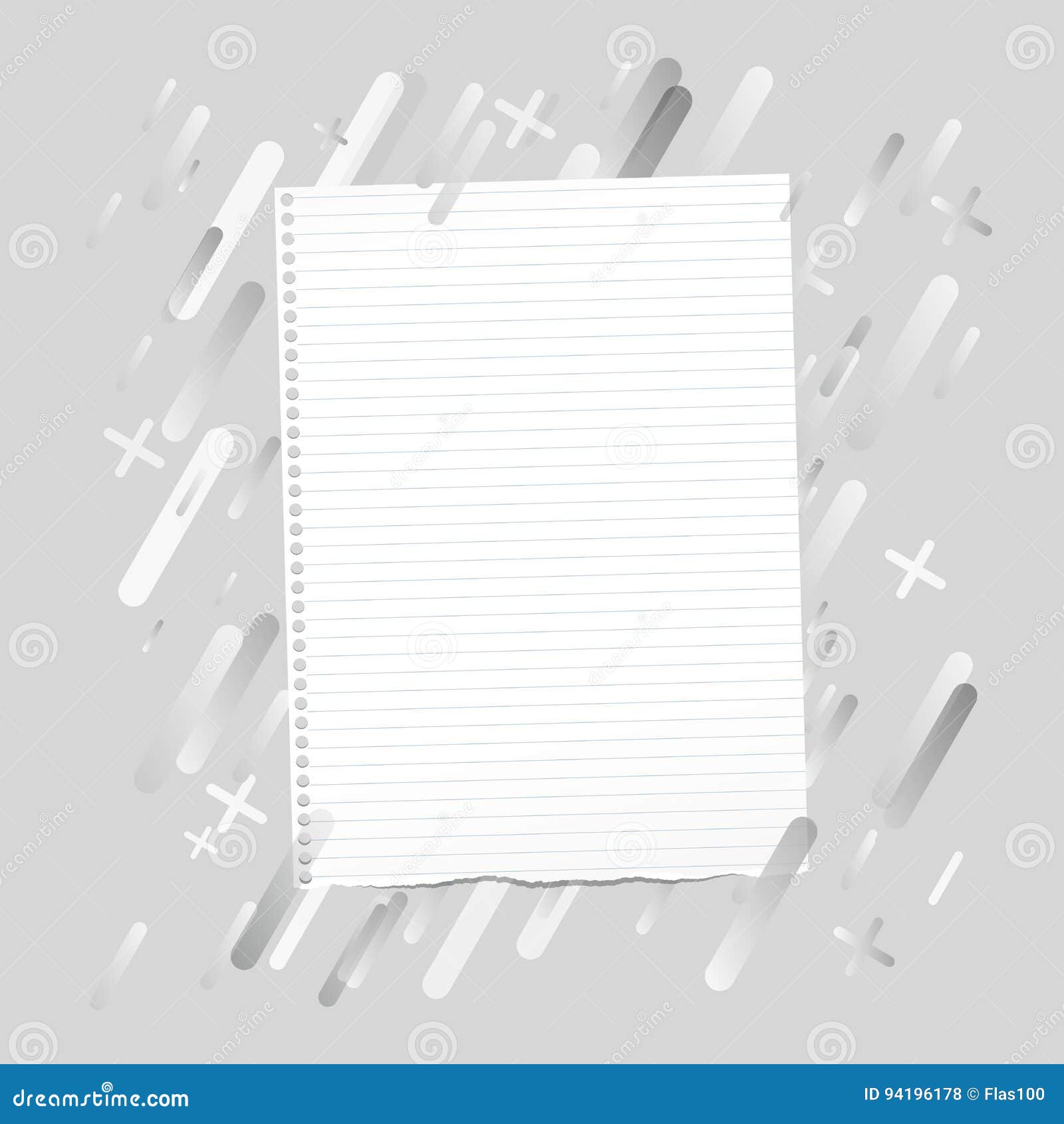 Ripped Ruled Note, Notebook, Copybook Paper Sheet Stuck On Lined ...