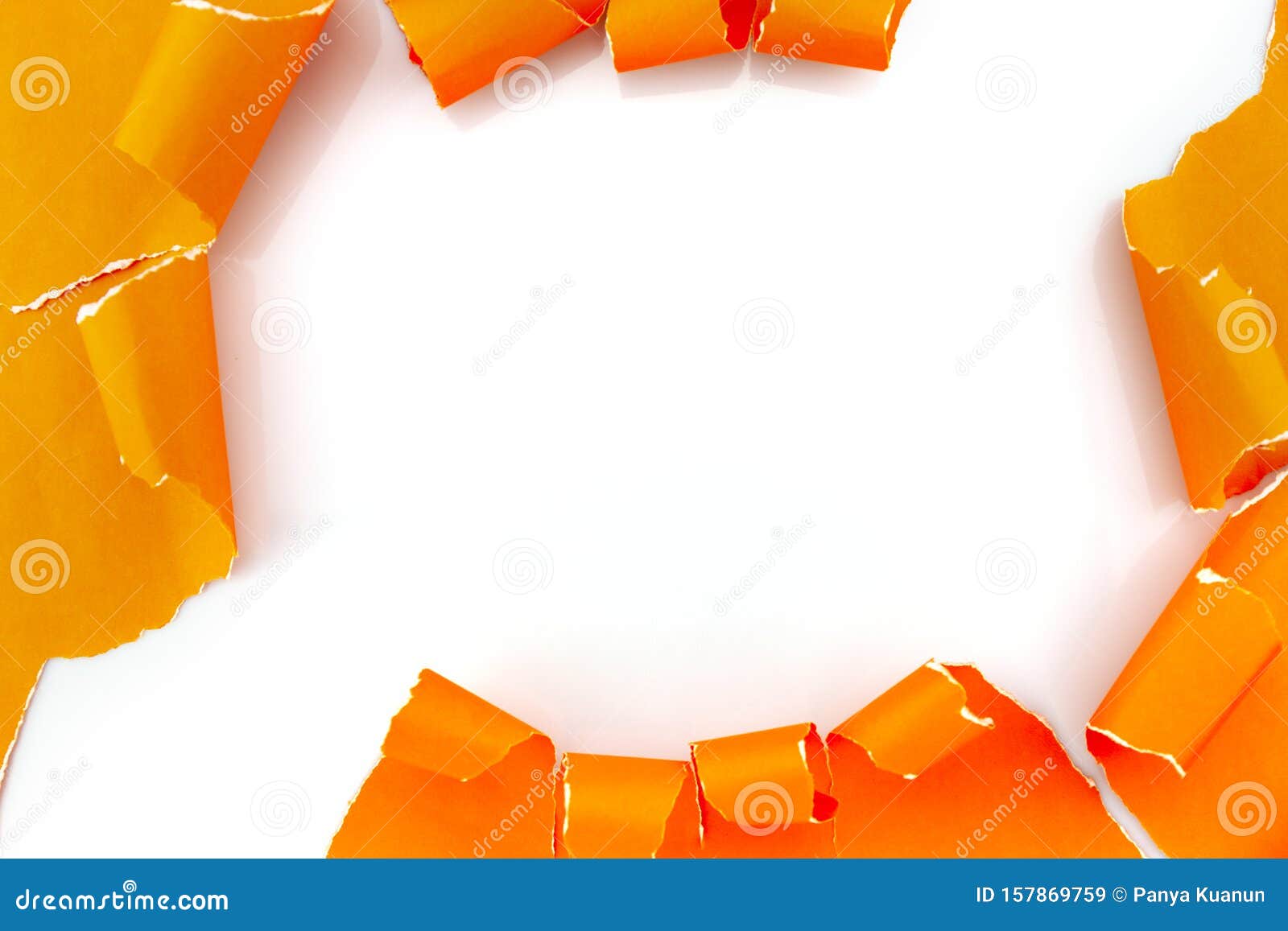 Ripped Torn Orange Paper on White Background Stock Image - Image of ...