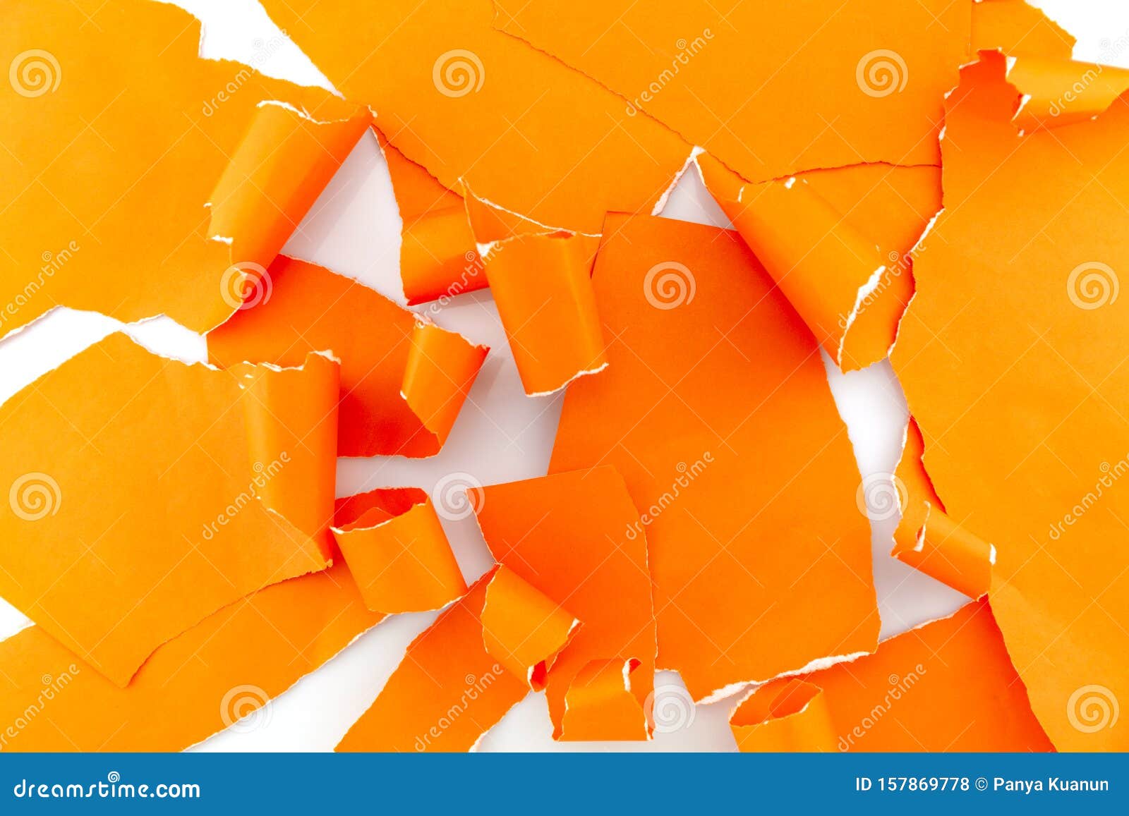 Ripped Torn Orange Paper on White Background Stock Photo - Image of ...