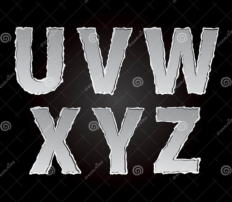 Ripped Torn Paper Alphabet Part 4 Stock Vector - Illustration of ...