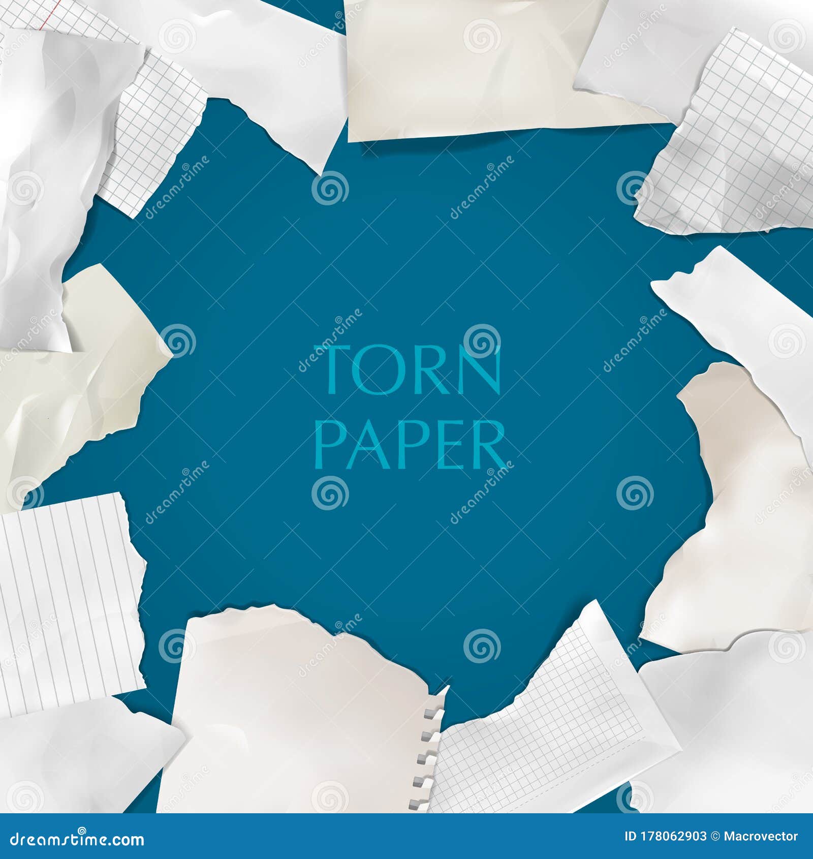 Ripped Torn Paper Frame stock vector. Illustration of closeup - 178062903