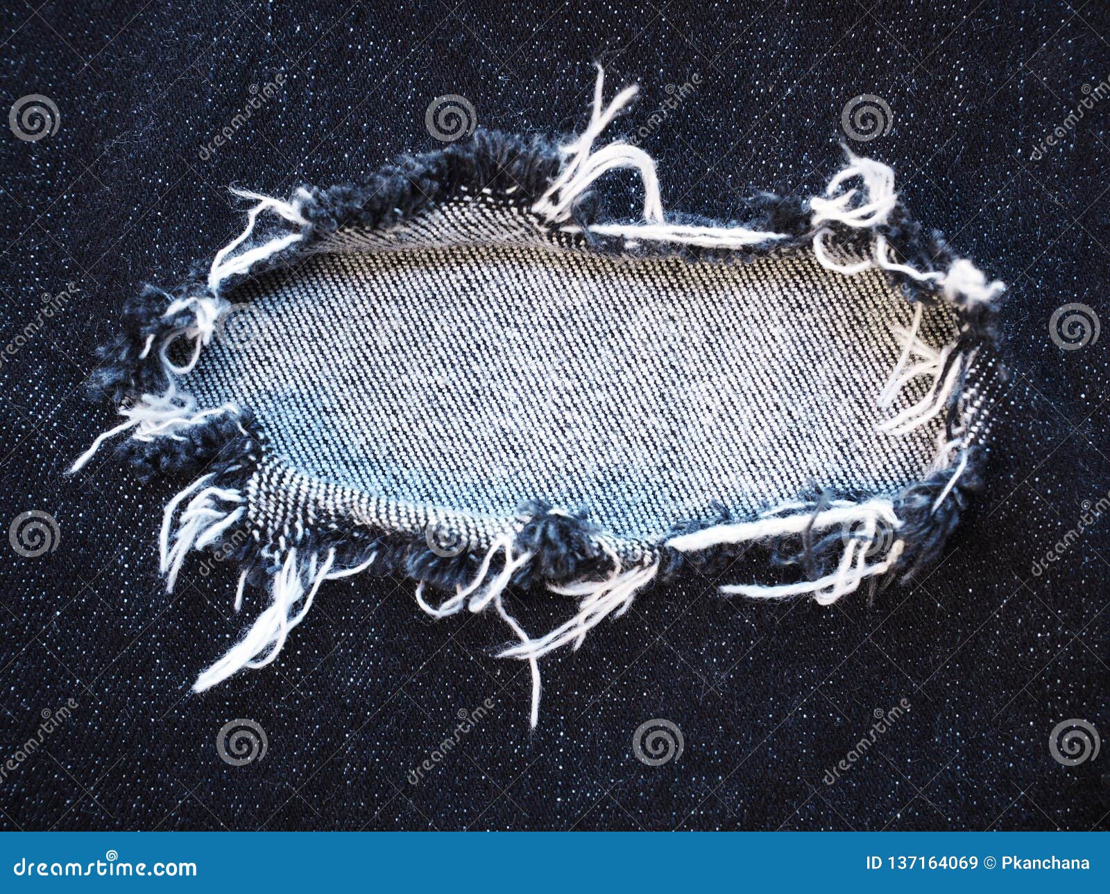 Ripped Torn Pattern of Dark Blue Jeans Stock Image - Image of garment ...