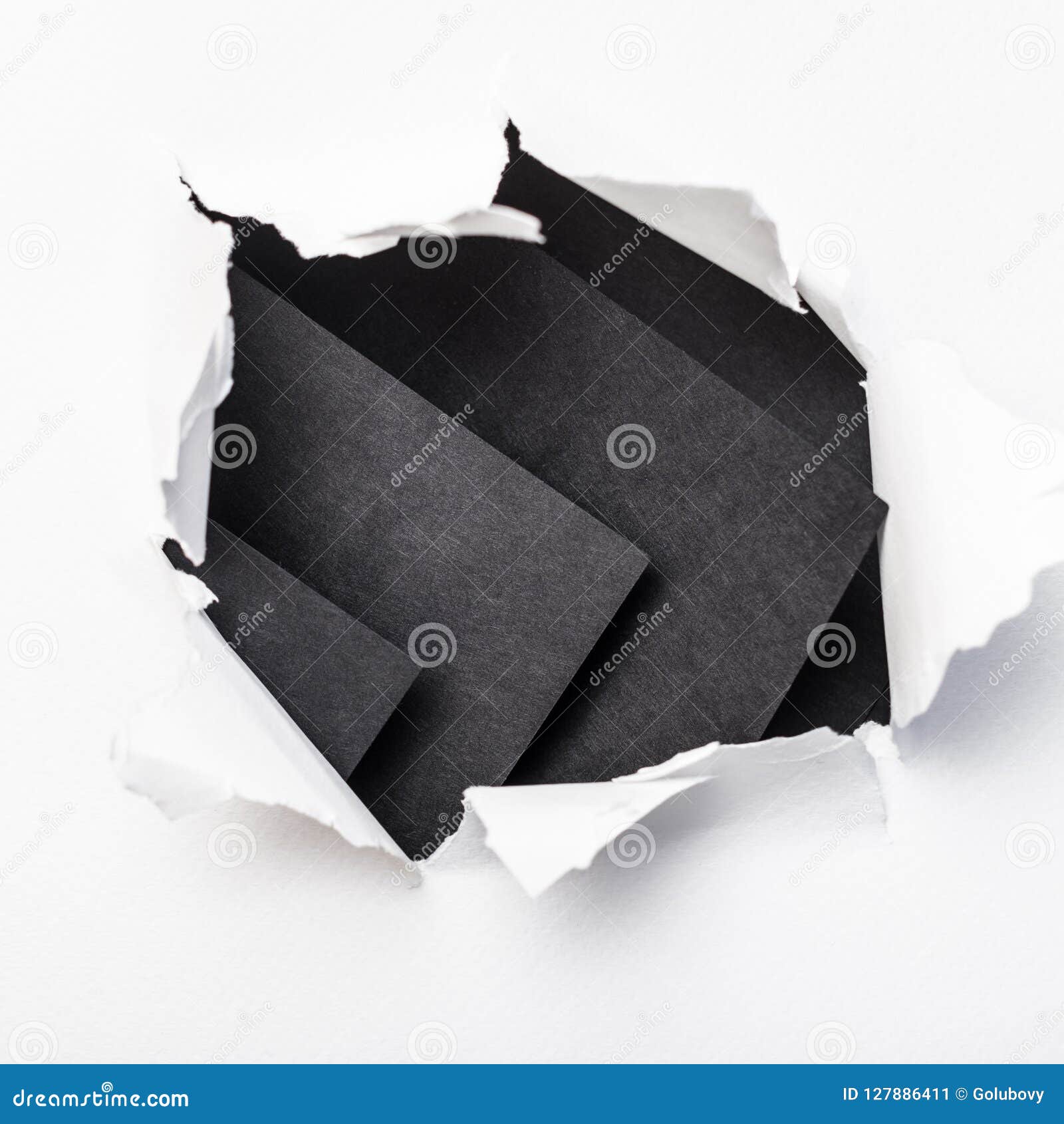 Ripped Torn White Paper Abstract Black Background Stock Image - Image ...