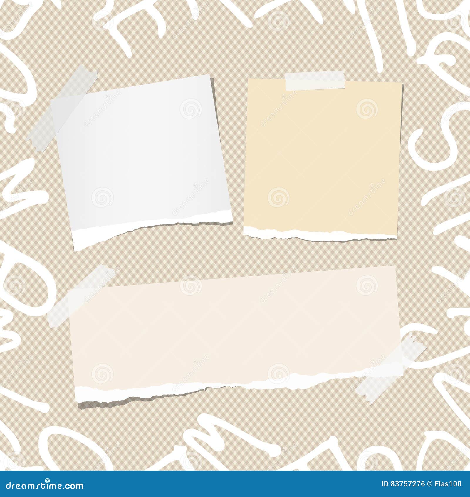 Ripped White and Brown Note, Notebook, Copybook Paper Strips Stock ...