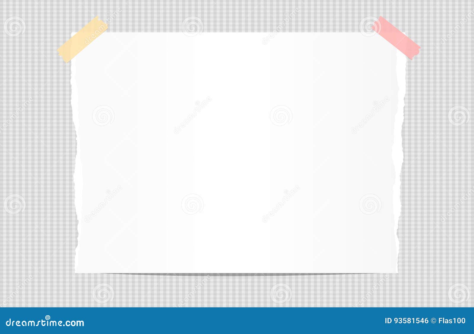 Ripped White Note, Notebook, Copybook Stuck With Sticky Tape On Squared ...