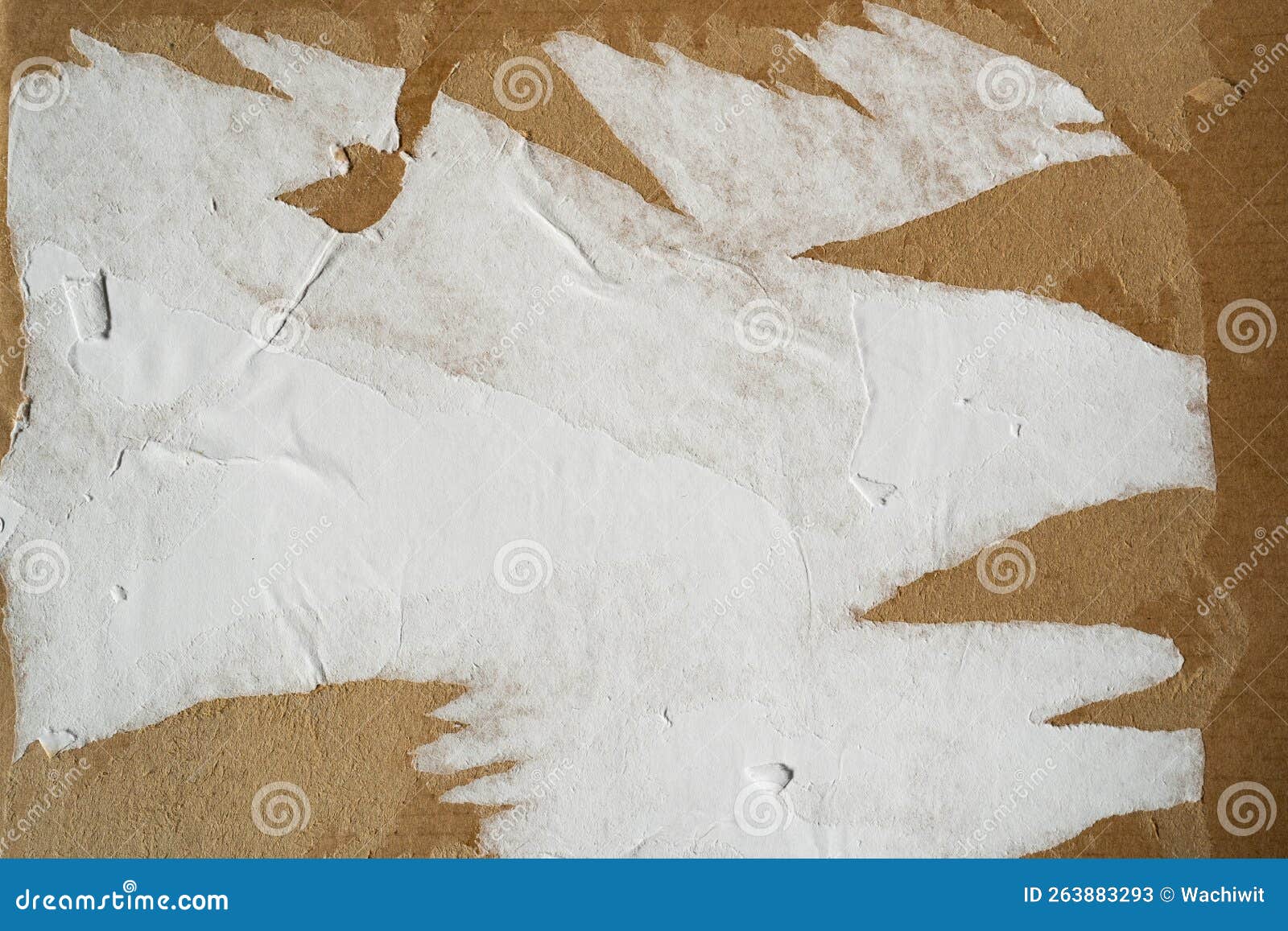Ripped White Paper on Cardboard Stock Image - Image of glue, brown ...