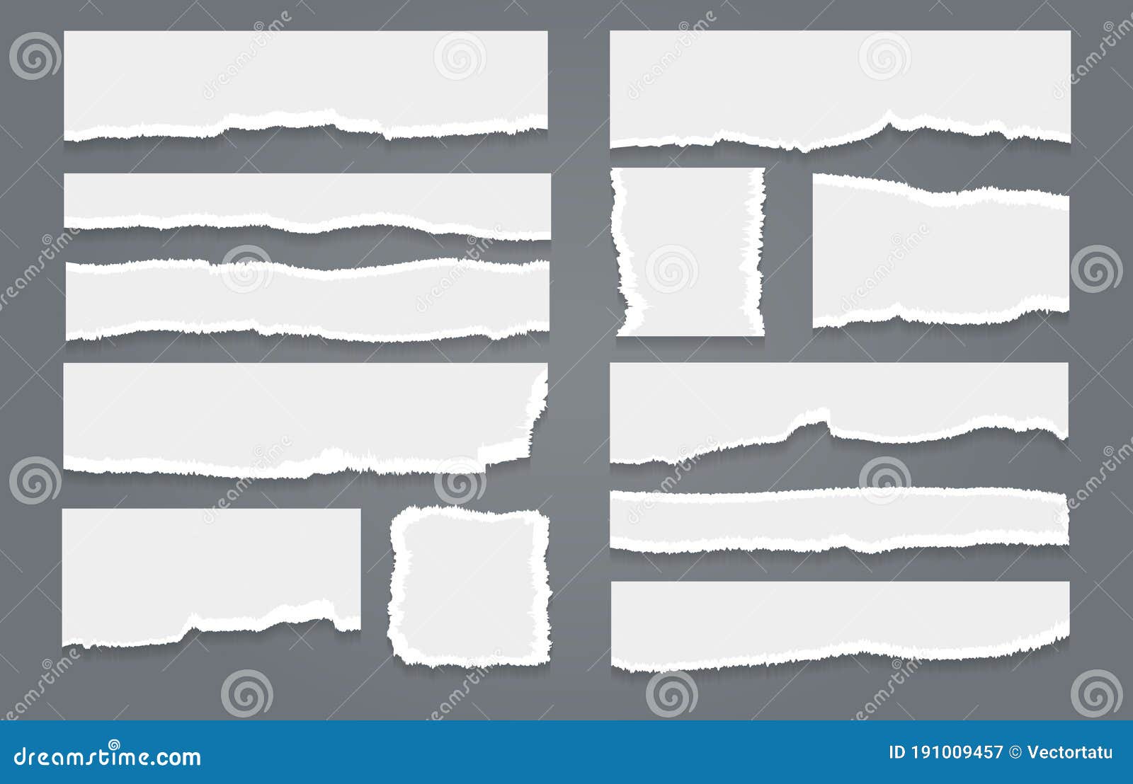 Ripped White Paper Sheet Set Stock Vector - Illustration of realistic ...