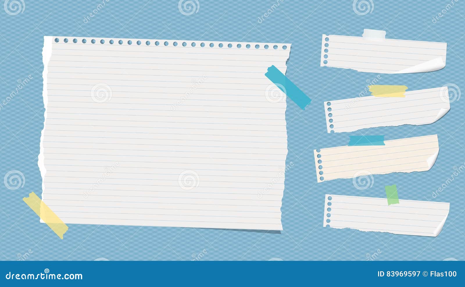 Ripped White Ruled Note, Notebook, Copybook Paper Sheets Stuck with ...