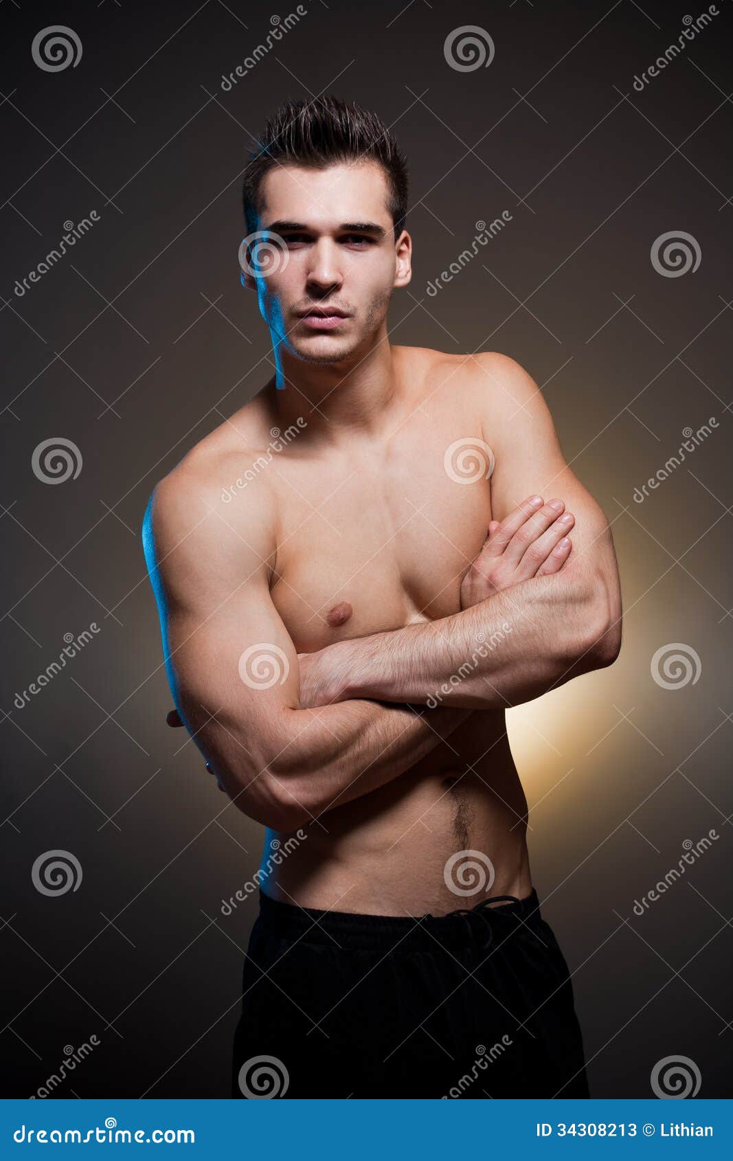 Ripped young guy. stock image. Image of pack, confidence - 34308213